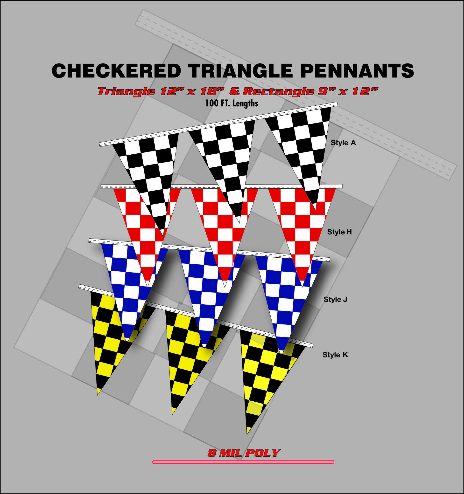 Checkered Triangle Pennants - PT 1008 – Starr Advertising
