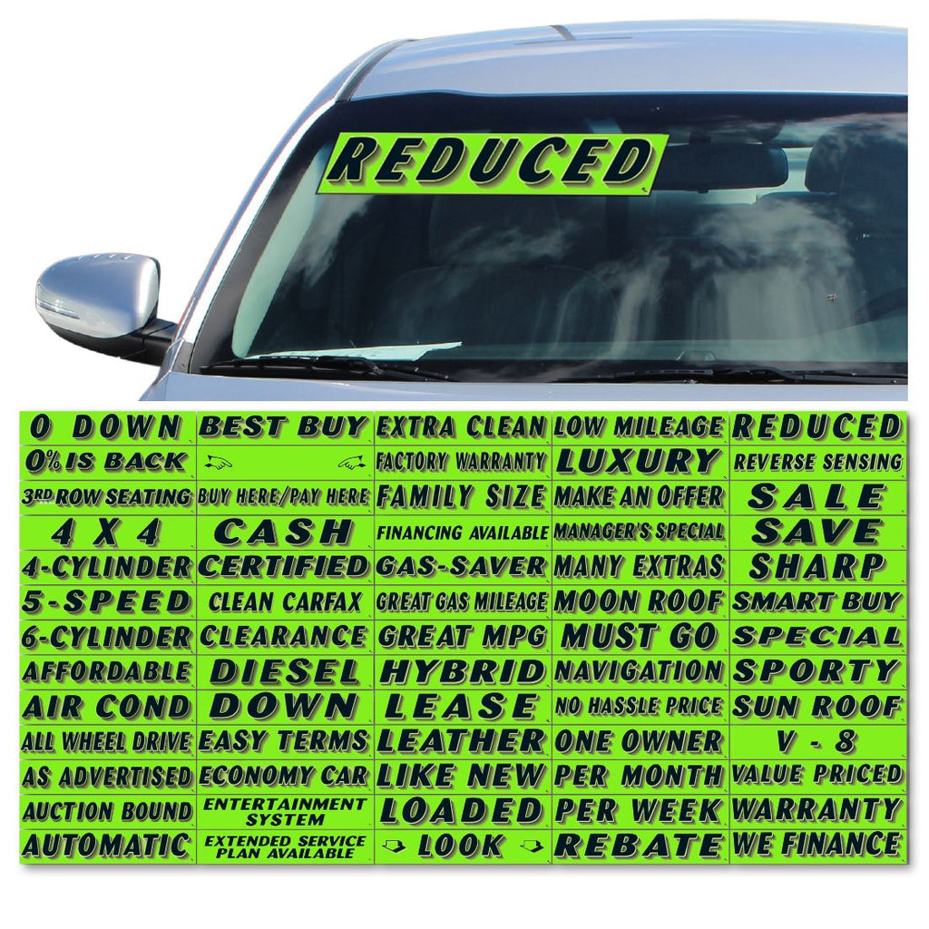 Chartreuse Green & Black Windshield Slogans (#323) – Starr Advertising